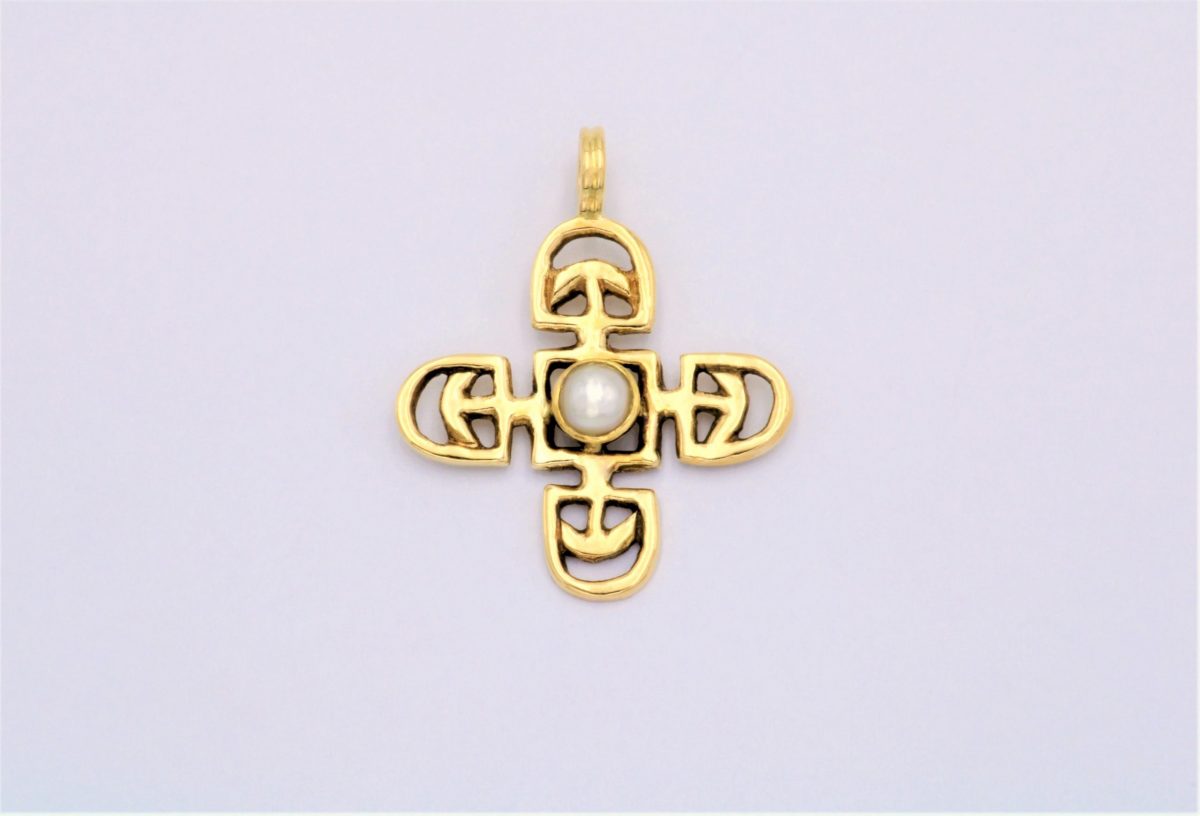 “Coptic” Cross gold, pearl - Leondarakis