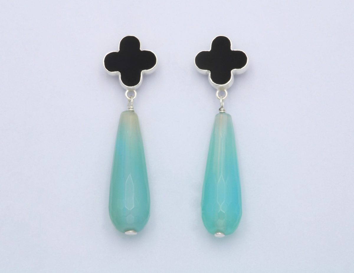 “Summer drops ” Σκουλαρίκια ασημένια με όνυχες και χαλαζίες - Κοσμήματα ...