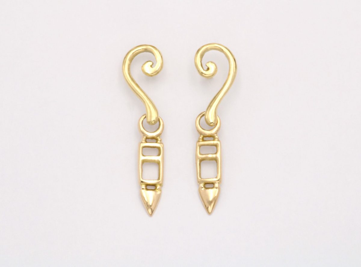 “Assyrian arrow ΙΙ” Earrings silver yellow - Leondarakis